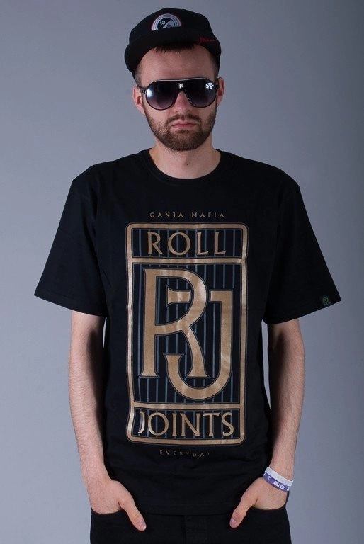 GANJA MAFIA KOSZULKA ROLL JOINTS BLACK-GOLD | Sklep Odziejsie.pl