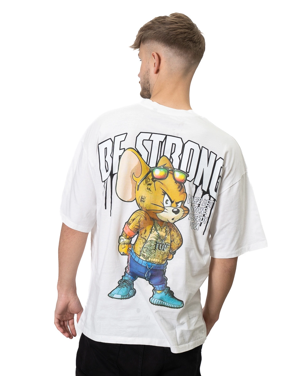 Koszulka Plus Eighteen Be Strong - Jerry KA-4905 Biała | Sklep Odziejsie.pl